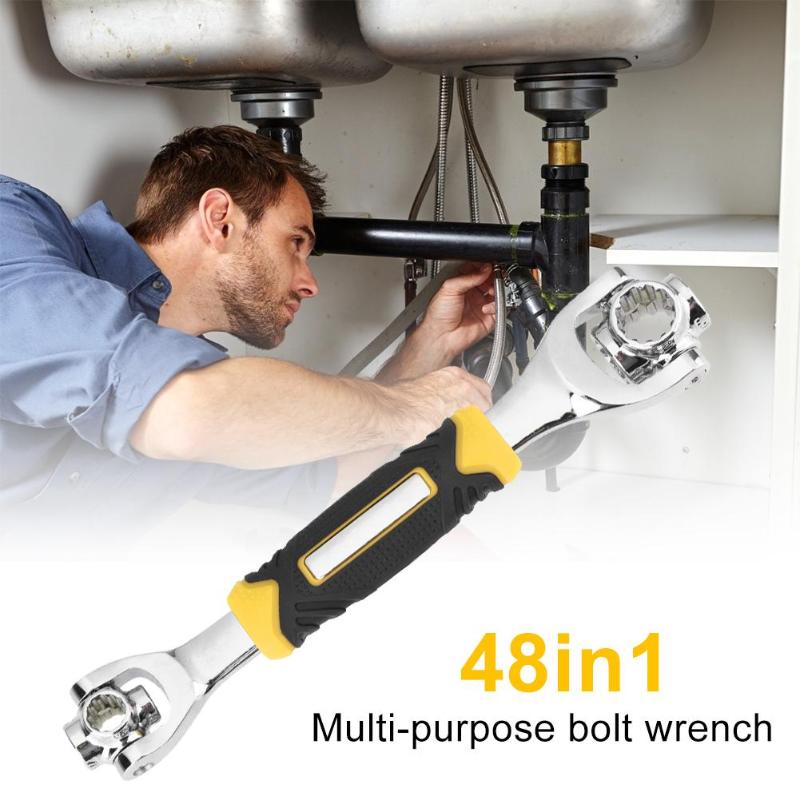 48 in 1 Multipurpose Bolt Wrench 360 Degree Socket Wrench Rotary Spanner with Spline Bolts ...